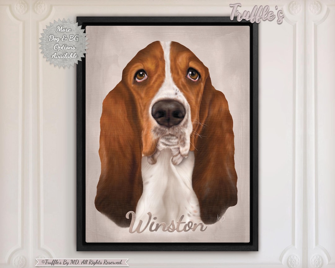 Custom Basset Hound Canvas | Personalized Basset Hound Portrait ...