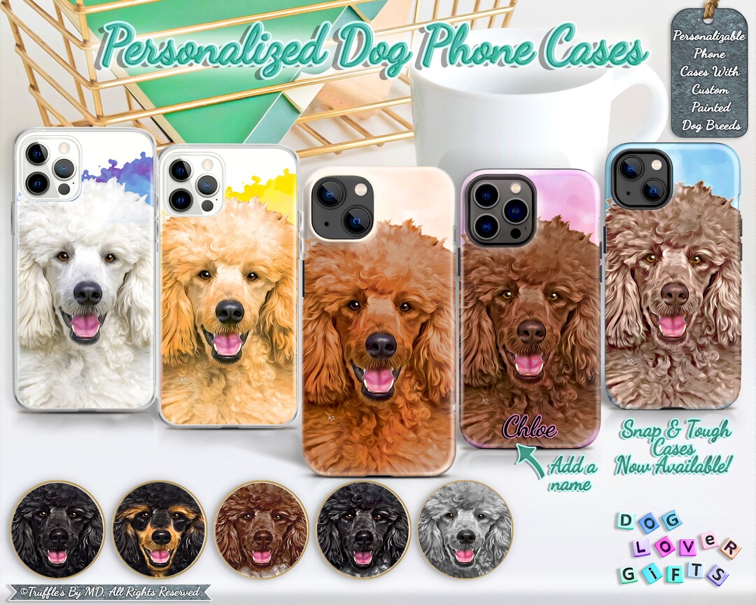 Custom Poodle Phone Case Personalized Dog Phone Cover Dog Portrait on ...