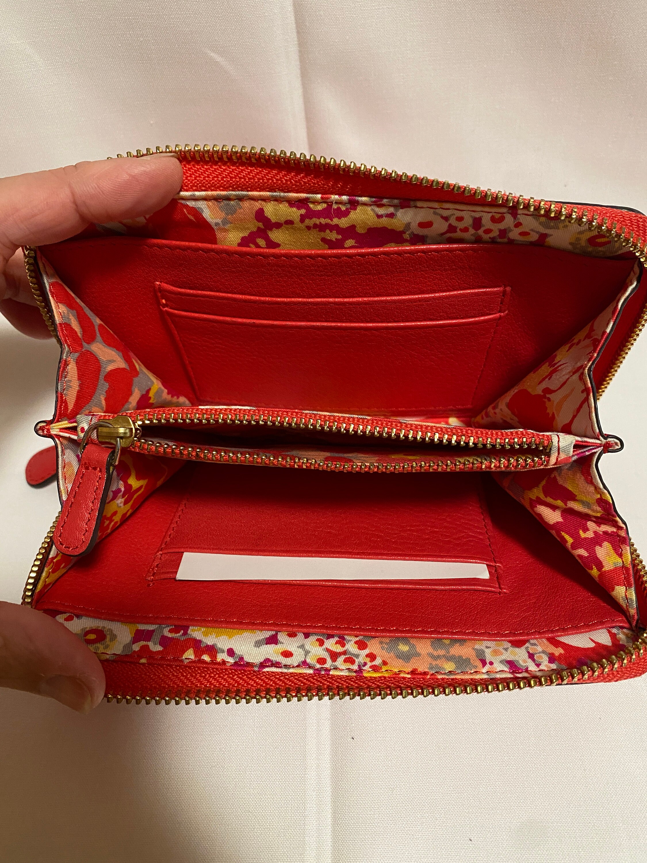 Red Vera Bradley Genuine Leather RFID Wristlet Wallet - Etsy