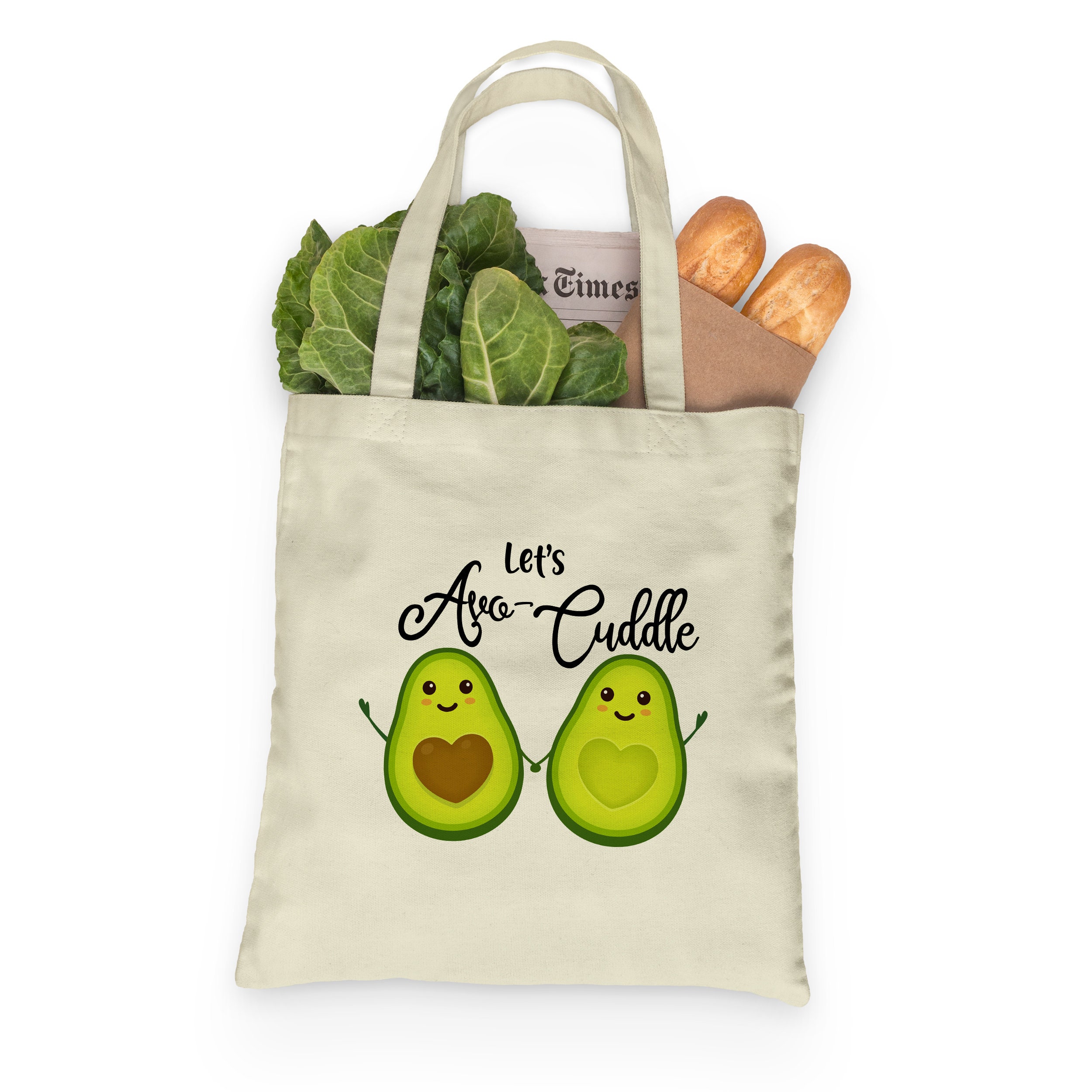 Reusable Grocery Bag Let's Avo Cuddle Avocado Print - Etsy