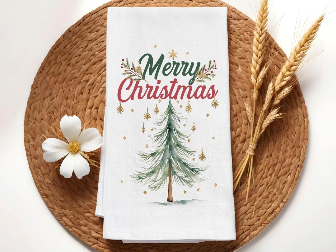 Christmas Kitchen Towel, Festive Merry Christmas Tea Towel With ...