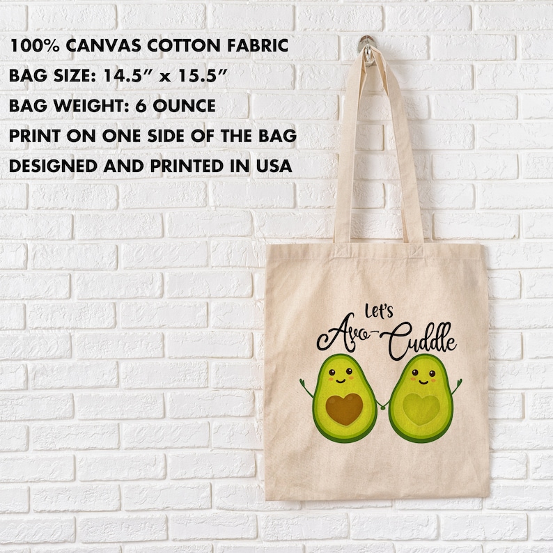 Reusable Grocery Bag Let's Avo Cuddle Avocado Print - Etsy
