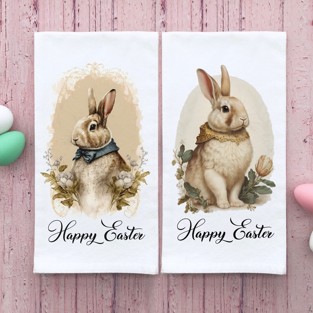 Easter Towel, Easter Bunny Tea Kitchen Towel, Easter Kitchen Decor ...