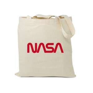 Nasa Tote Bag, NASA Worm Tote Bag, NASA Logo Cotton Canvas Space Bag ...