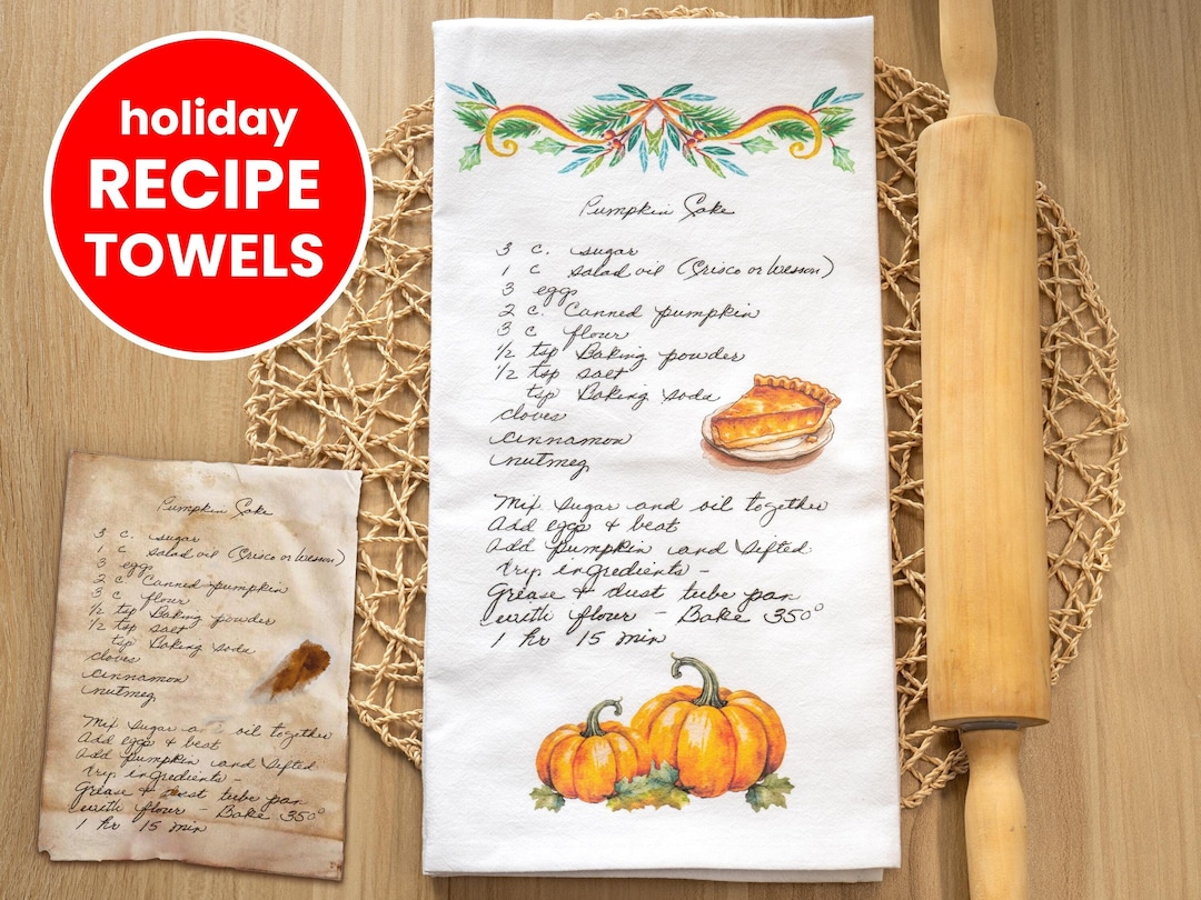 Custom Family Recipe Kitchen Towel, Personalized Recipe Towel ...