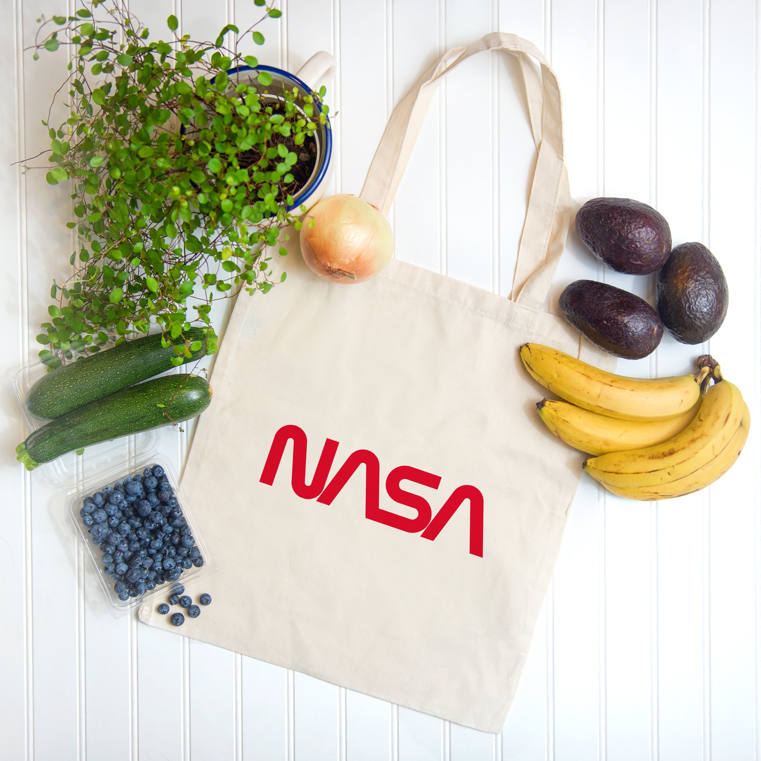 Nasa Tote Bag NASA Worm Tote Bag NASA Logo Cotton Canvas | Etsy