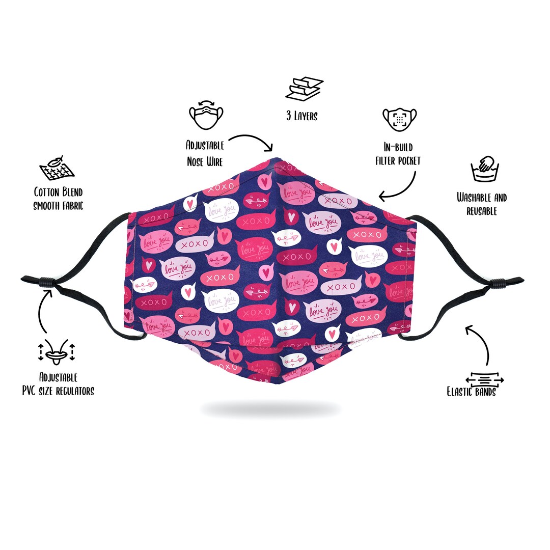 Face Mask With Filter, Face Mask With Nose Wire, Mask Adjustable Ear ...