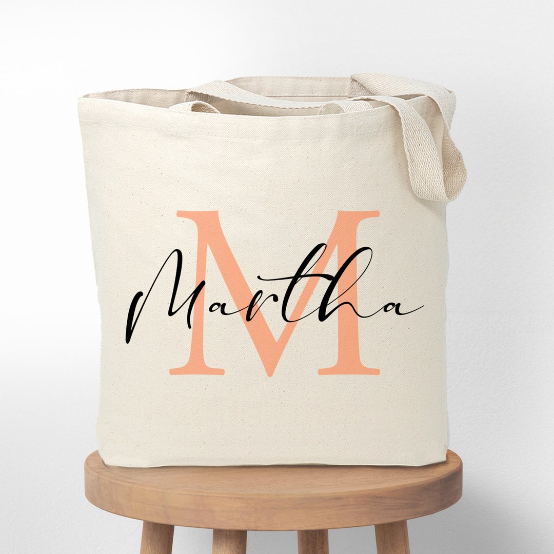 Personalized Monogram Tote Bag - Custom Tote - Name Tote - Name Initial ...