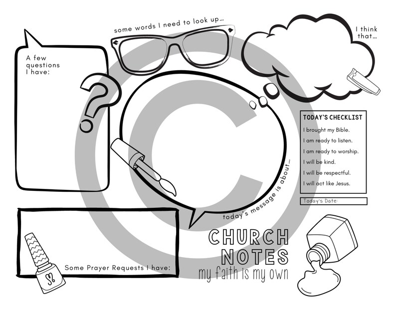 Kids Church Notes Printable Bible Study Journal Template PDF Religious ...
