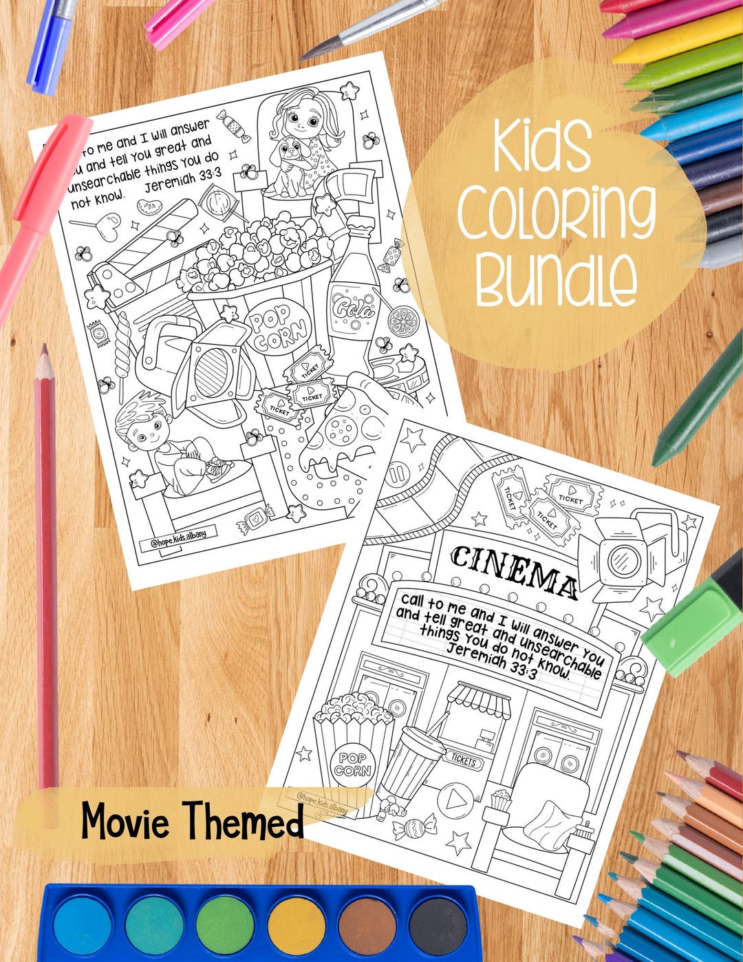 Movie Theater Kids Coloring Pages Jeremiah 33:3 Bible Verse Christian ...