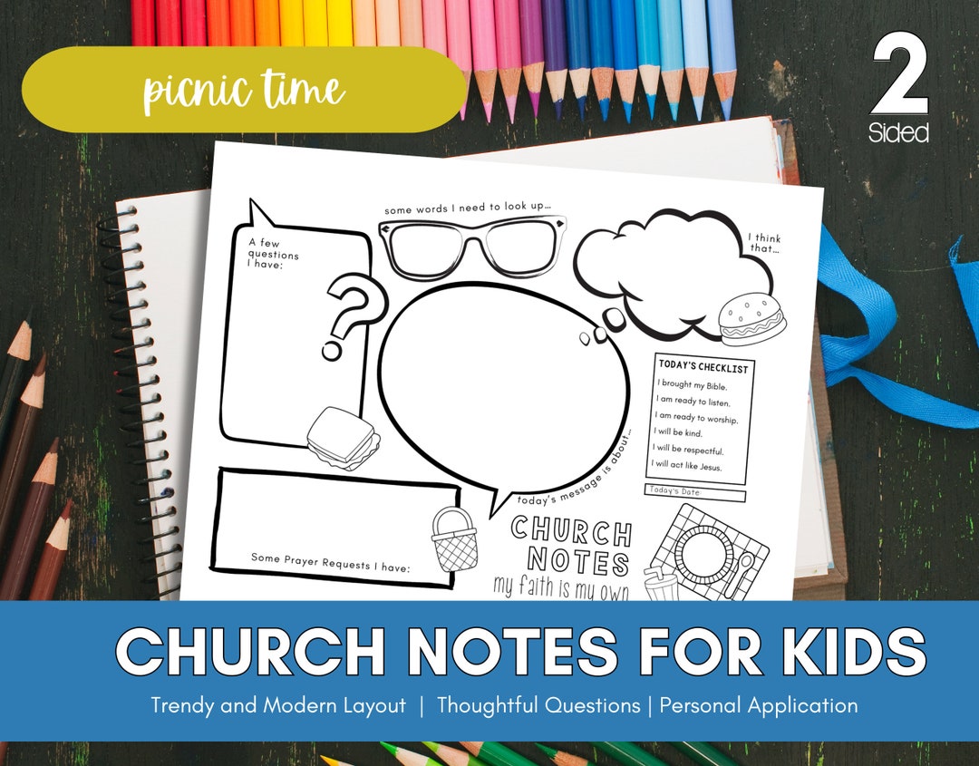 Kids Church Notes Printable Bible Study Journal Digital Download ...