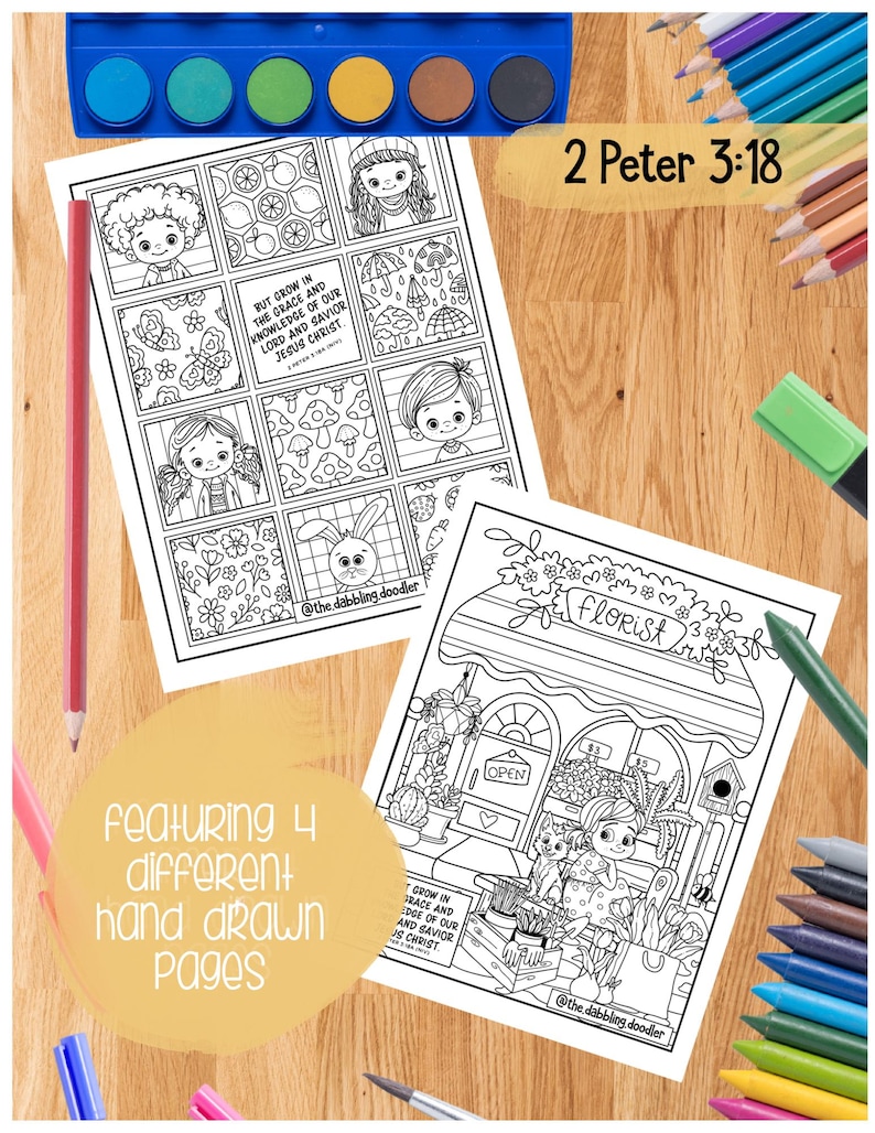 Spring Flower Bible Verse Coloring Pages for Kids (printable Set) - Etsy