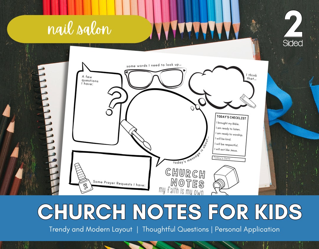 Kids Church Notes Printable Bible Study Journal Template PDF Religious ...