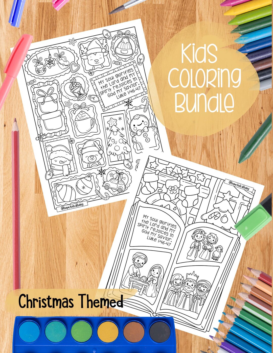 Christmas Bible Verse Coloring Pages Luke 1:46-47 (digital Download) - Etsy