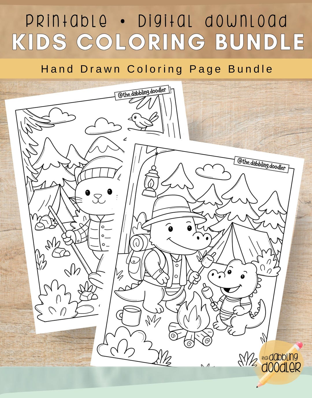 Hiking Kids Coloring Pages Bundle | Outdoor Adventure Animal Nature ...