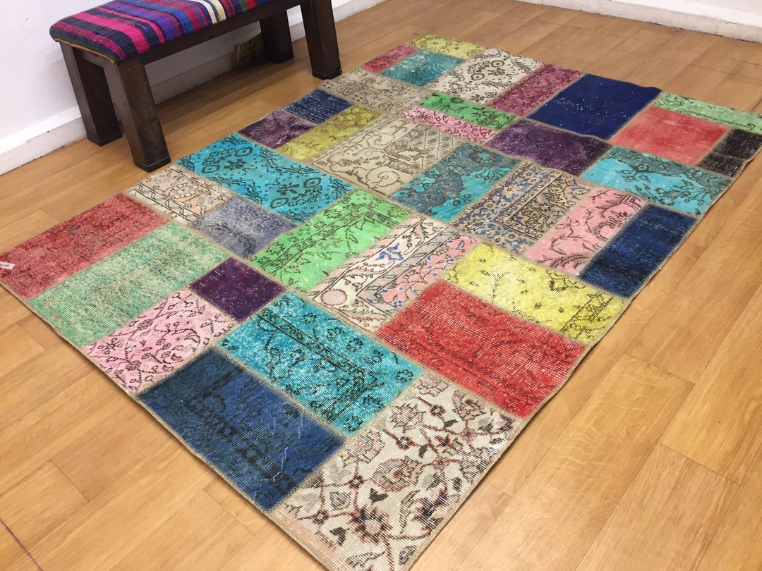 Patchwork 6x7 Feetbrıght Color Full Rug Area Rug Designer - Etsy