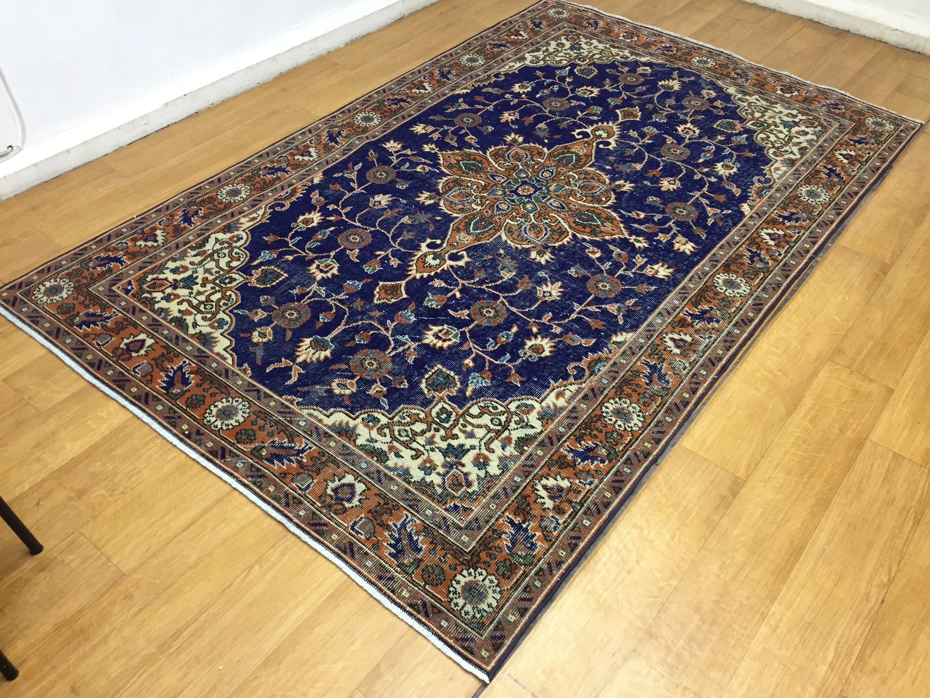 Rug7x9 Ft Vintage Rugnavy Blue Rugvintage Rug floor - Etsy