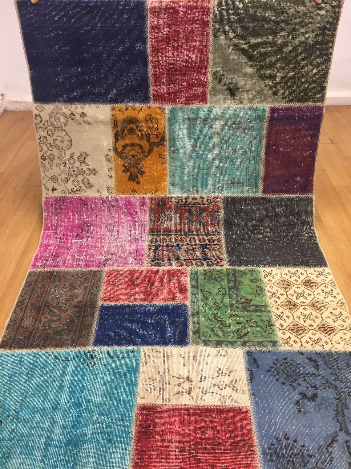 Patcwork Rug 5x7 Dark,multi Patcwork,vintage Rug,designer Rug,interior ...