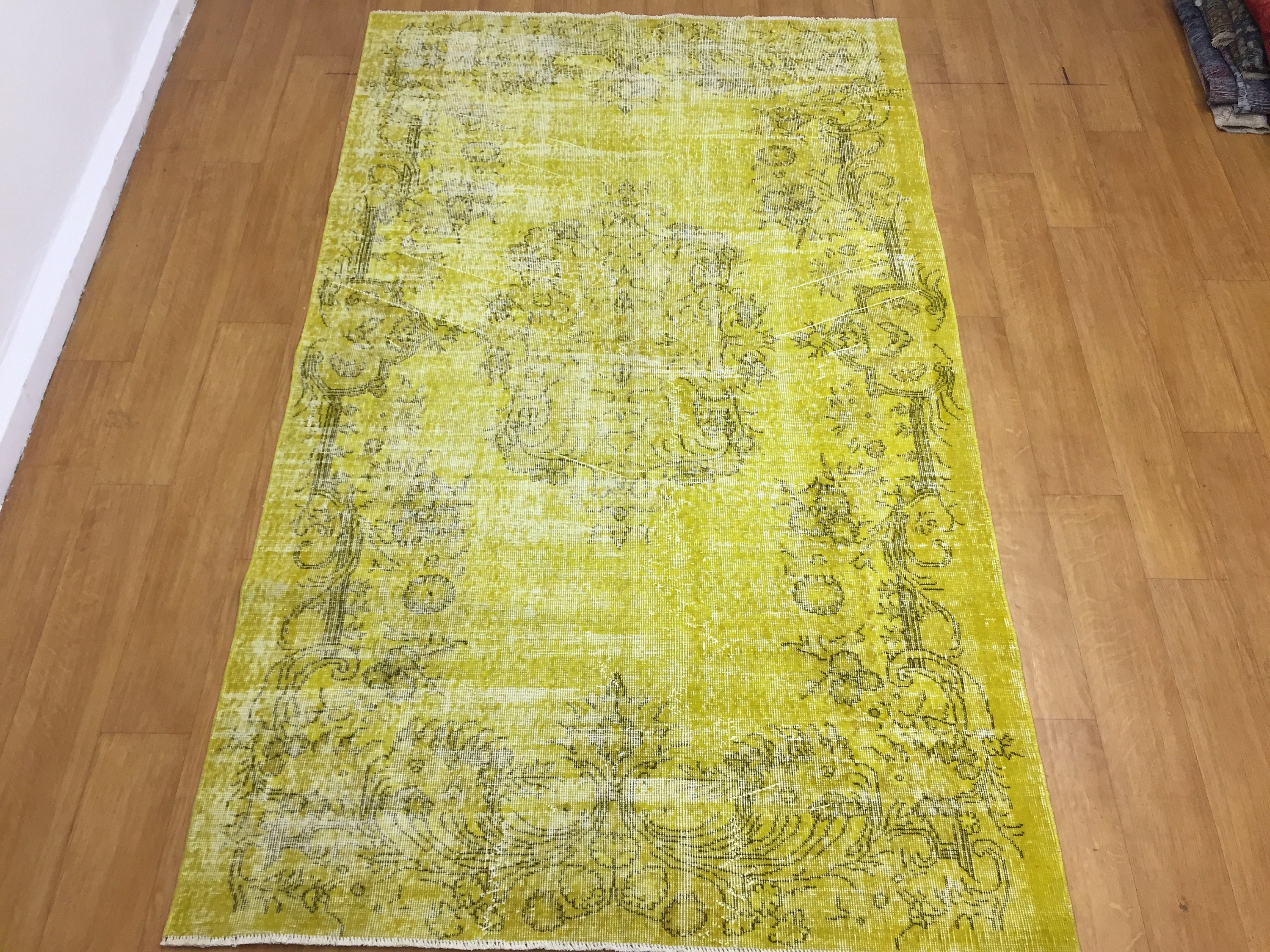 Turkish rug5x9 ftyellow rugowerdiyed rugdesigner rugarea | Etsy