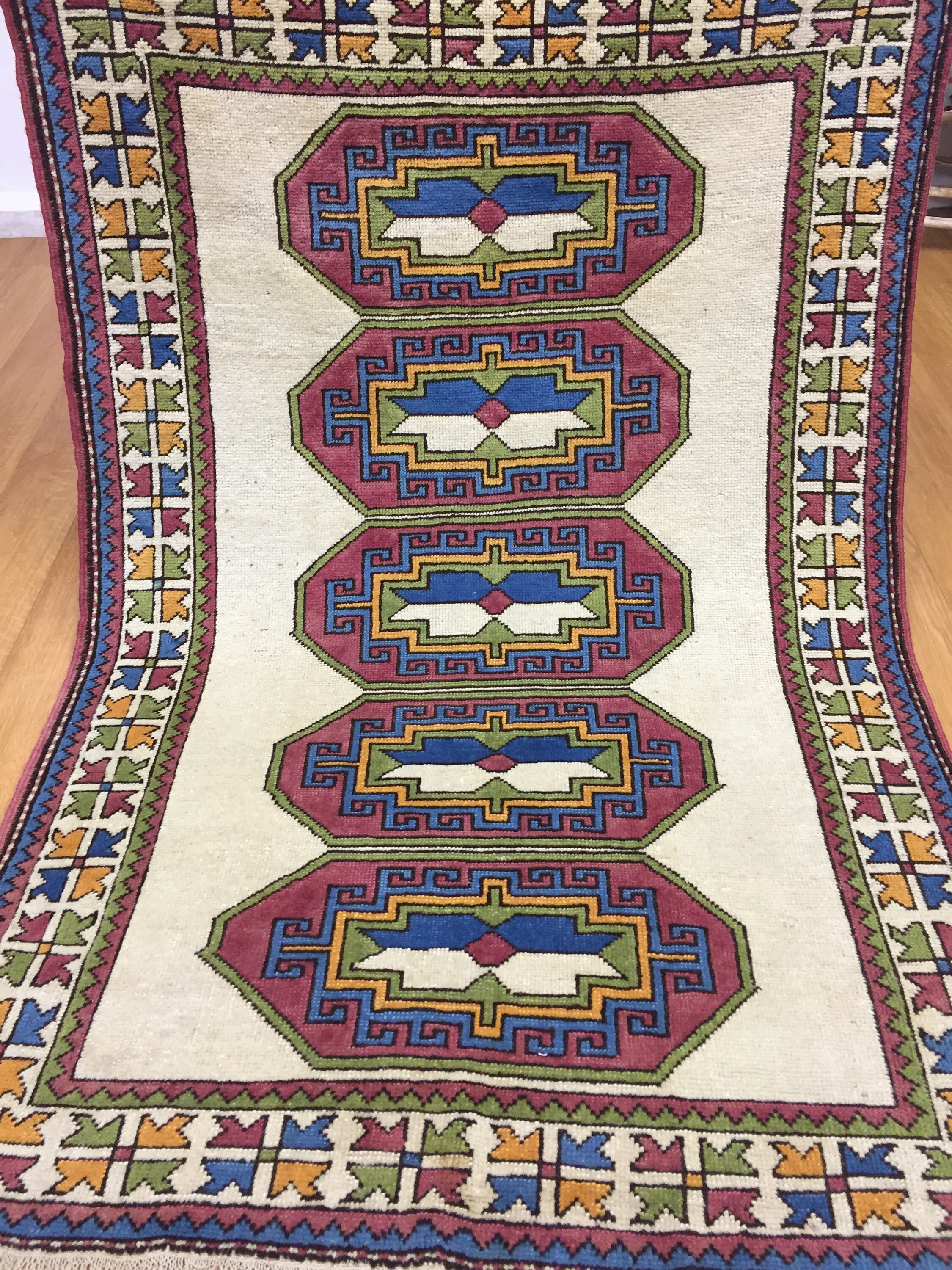 Turkish rug4x6 ftvintage rug white blue rugfloor | Etsy