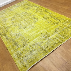Turkish Rug,5x9 Ft,yellow Rug,owerdiyed Rug,designer Rug,area Rug ...