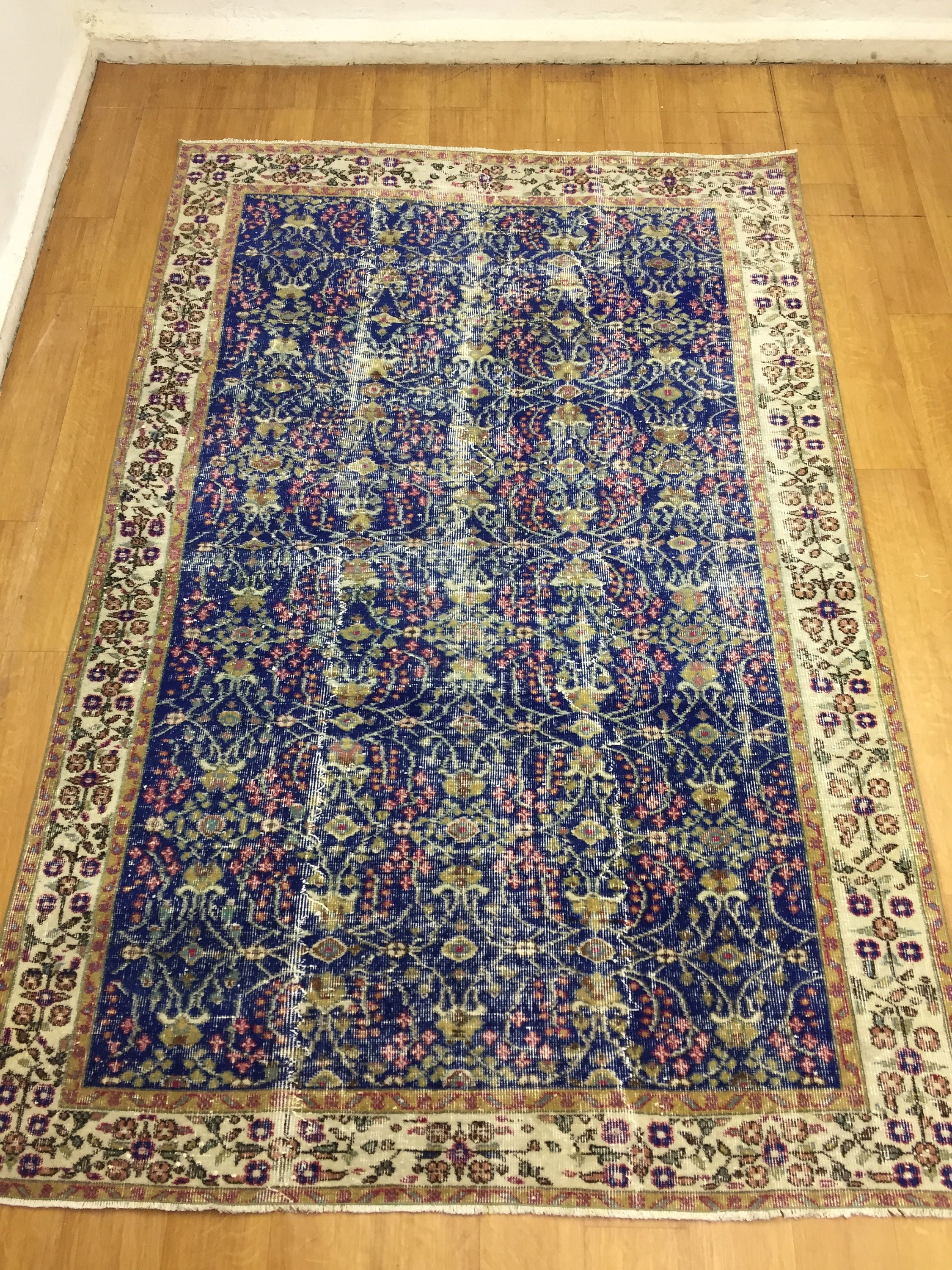 Turkish rug6x9 feet rugvintage rug blue rugfloor | Etsy