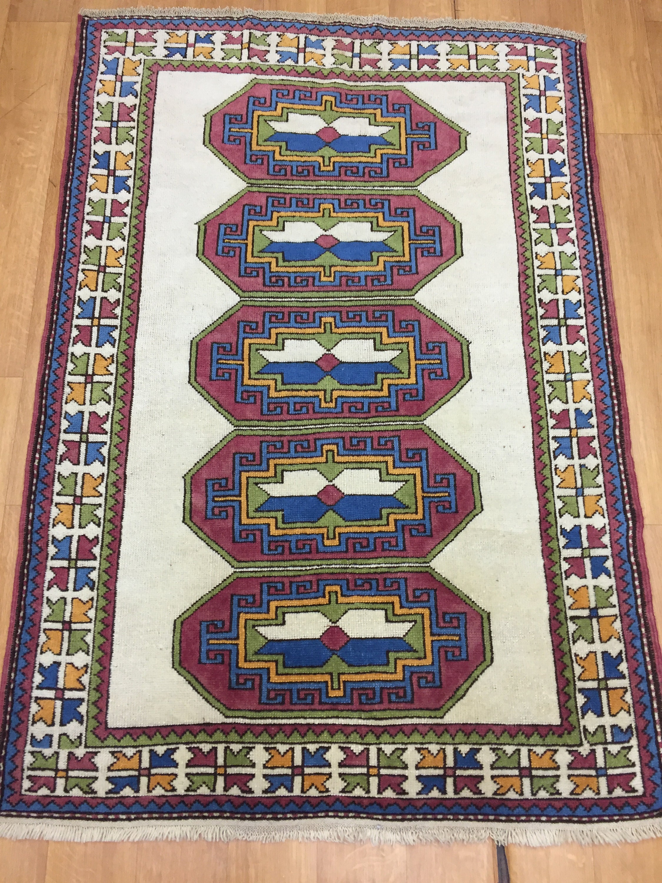 Turkish Rug4x6 Ftvintage Rug white Blue Rugfloor | Etsy