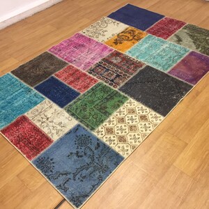 Patcwork Rug 5x7 Dark,multi Patcwork,vintage Rug,designer Rug,interior ...