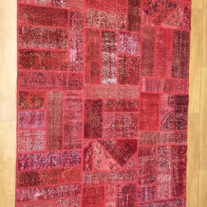 Patchwork,5x7 Red Patch Rug,area,rug, Decorative Rug, Designer Rug ...