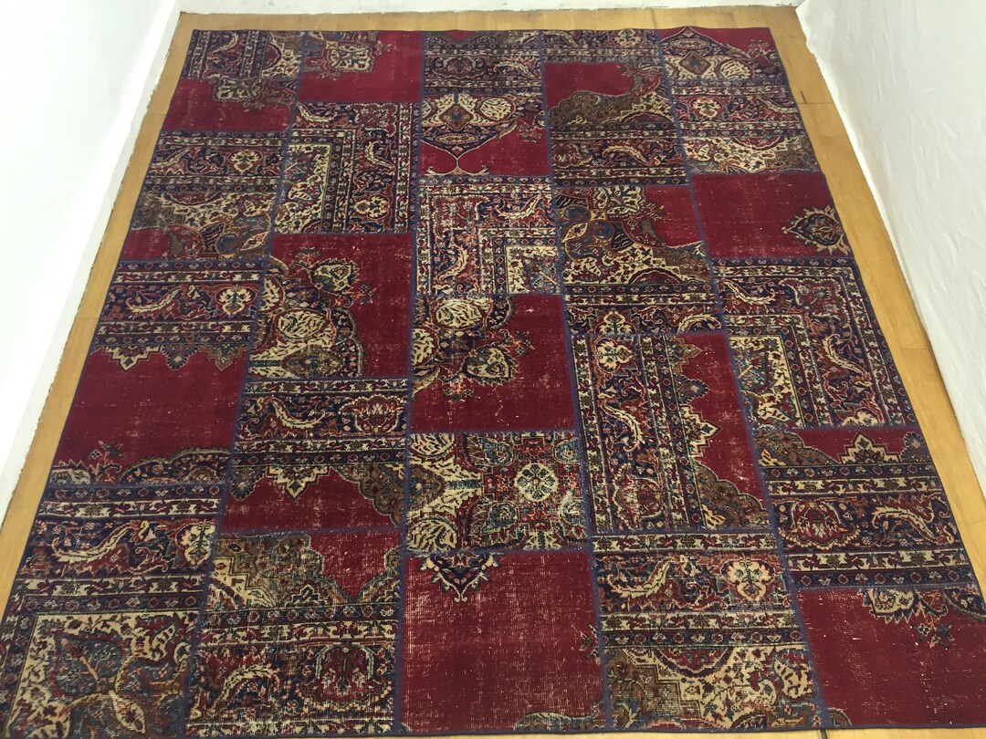 Turkish Patchwork Rug, 8x9 Ft Rug, Vintage Rug, Area Rug, Decorative ...