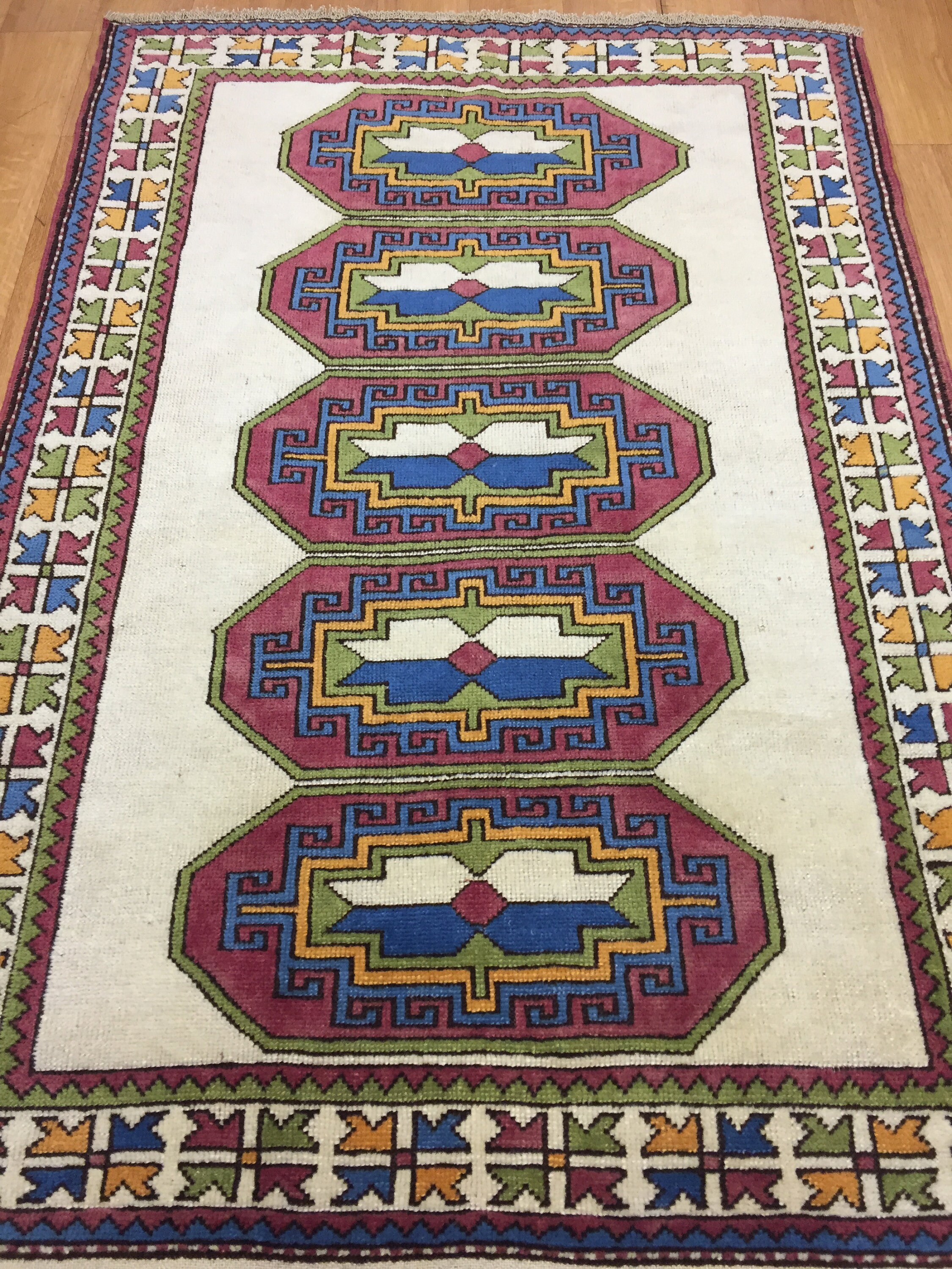 Turkish Rug4x6 Ftvintage Rug white Blue Rugfloor | Etsy