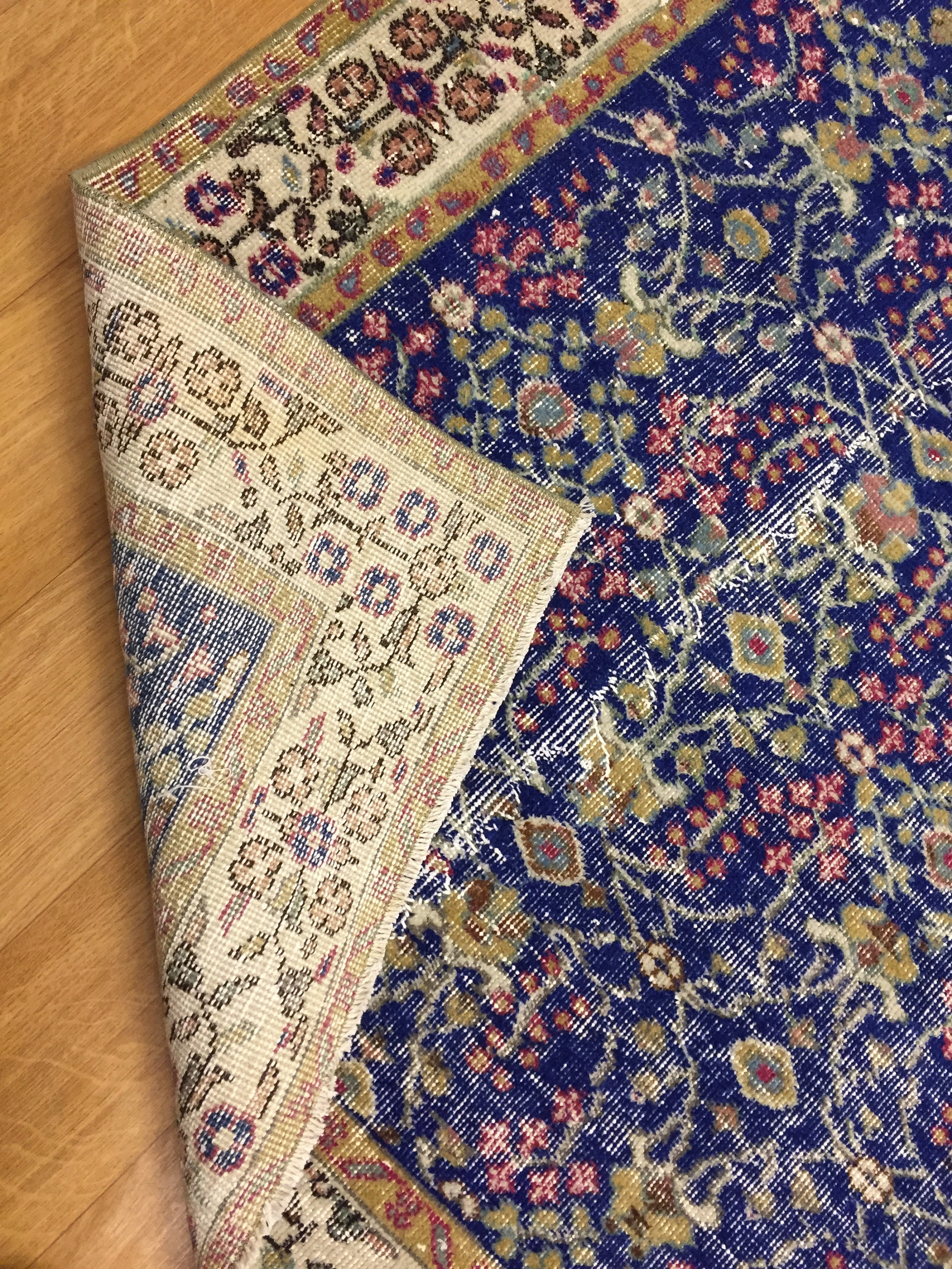 Turkish rug6x9 feet rugvintage rug blue rugfloor | Etsy