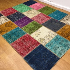 7X8 FEET RUG, Patchwork Feet Rug,patch Rug,multi Rug,designer Rug ...