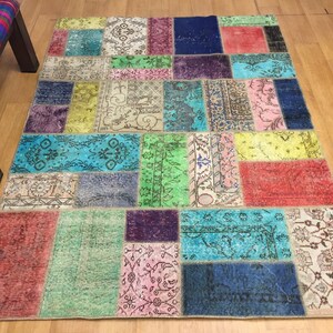 Patchwork 6x7 Feetbrıght Color Full Rug Area Rug Designer - Etsy