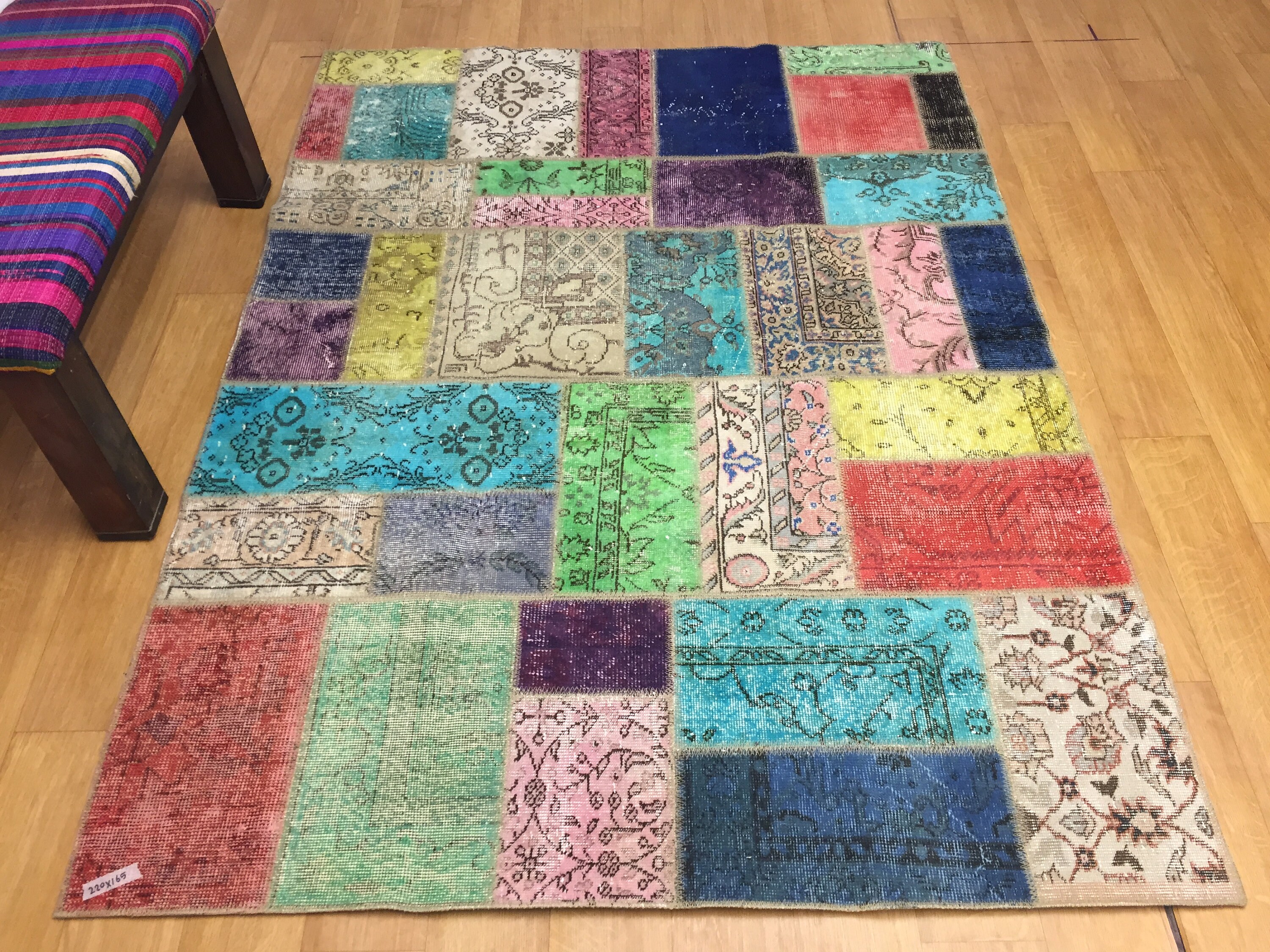 Patchwork 6x7 feetbrıght color full rug area rug designer | Etsy