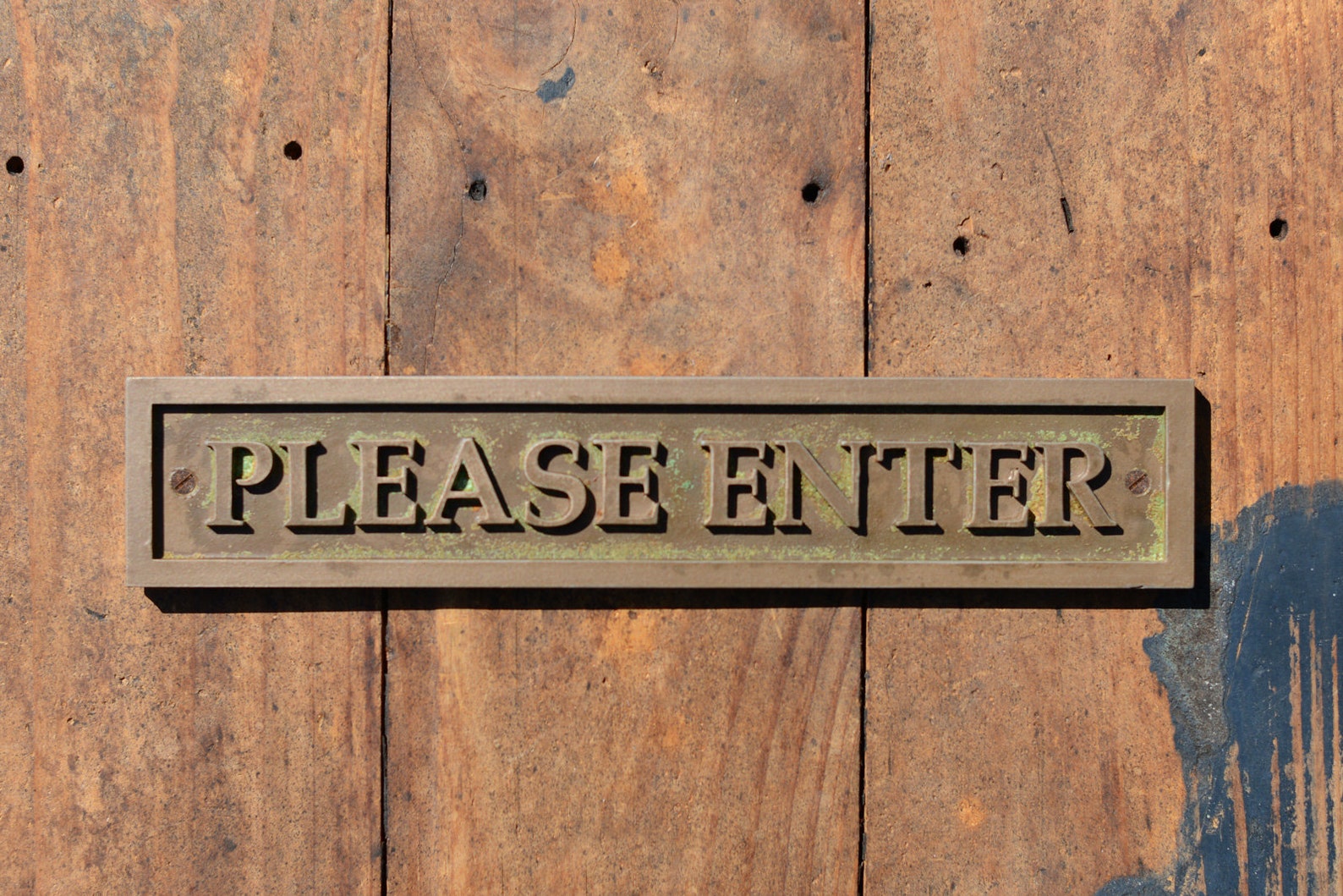 PLEASE ENTER Door Sign. Old Style Sign, Cast Bronze Resin Door Plaque ...