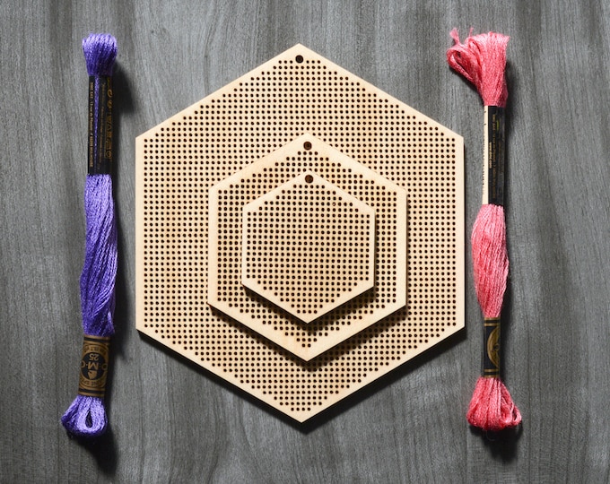 Hexagon Shapes. Plywood Cross Stitch Blanks. 2, 3 and 5 Plywood Craft ...