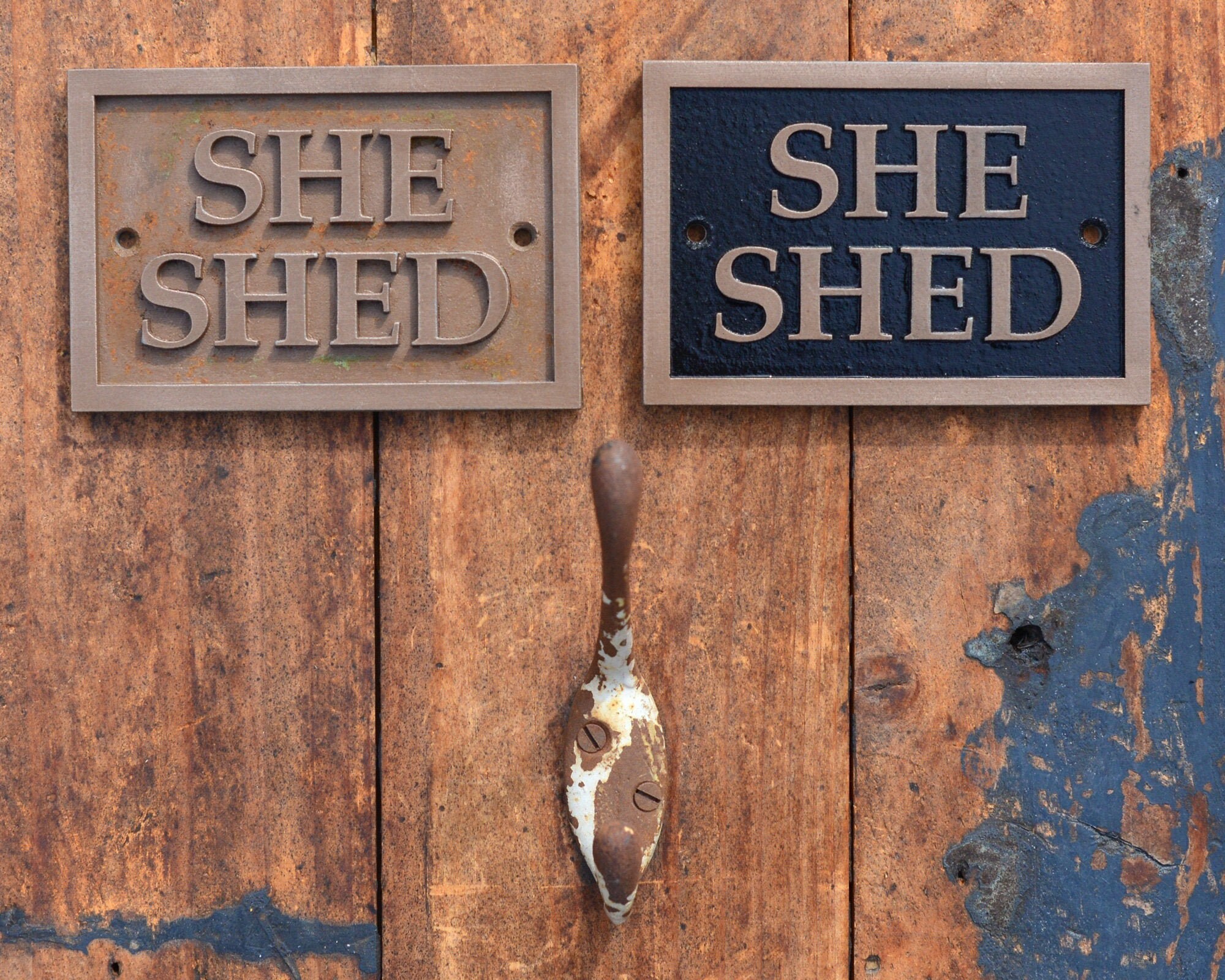 SHE SHED Door sign Funny wall plaque. Old Style Cast Bronze | Etsy