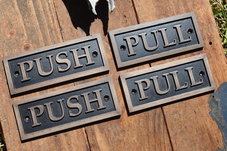 PUSH Door Sign & PULL Door Sign. Vertical or Horizontal. Small, New ...