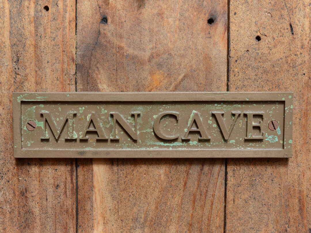 MAN CAVE Door Sign. Old Style, Cast Bronze Resin Door Sign for Bar ...