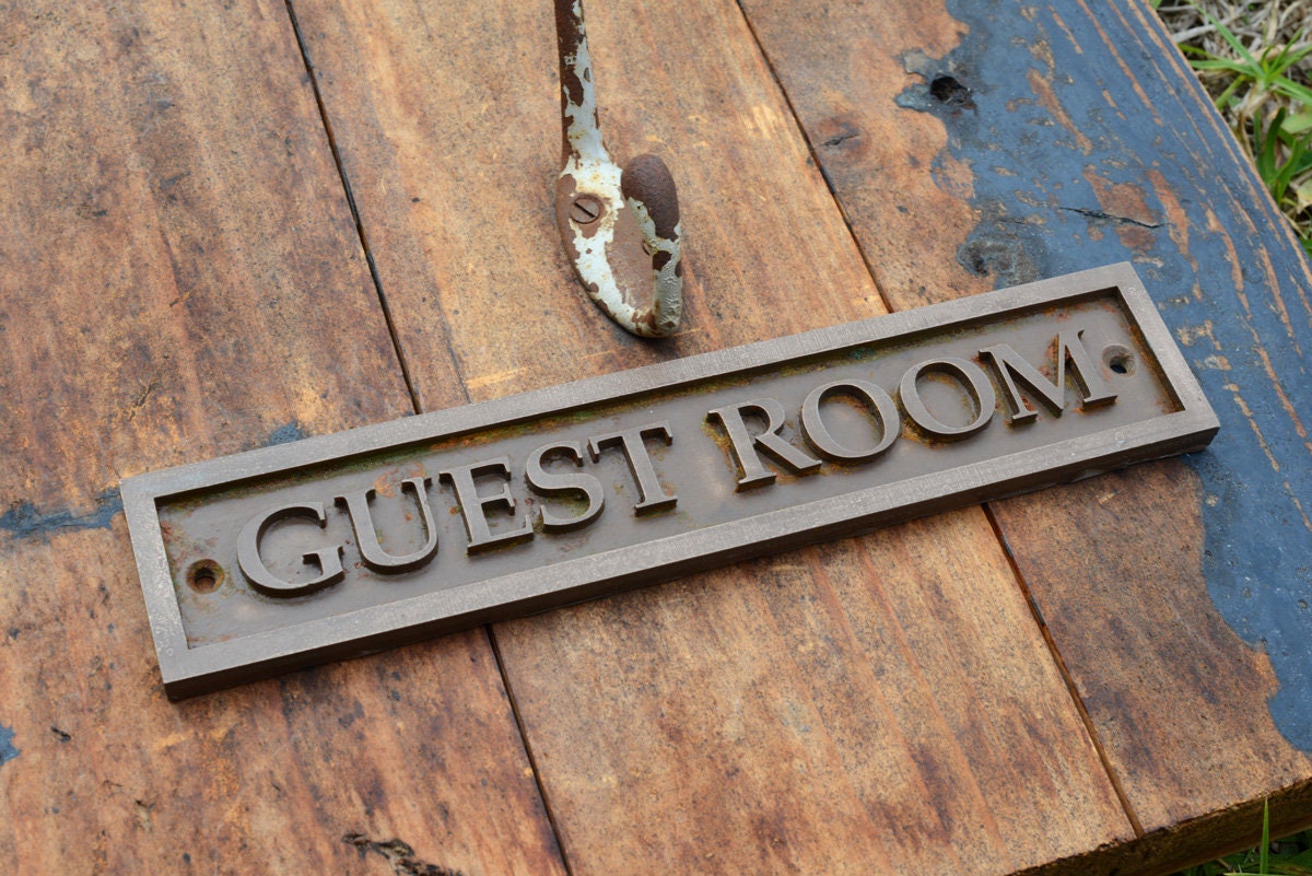 GUEST ROOM Door Sign. Black or Bronze. New, Old Style Rustic Western ...