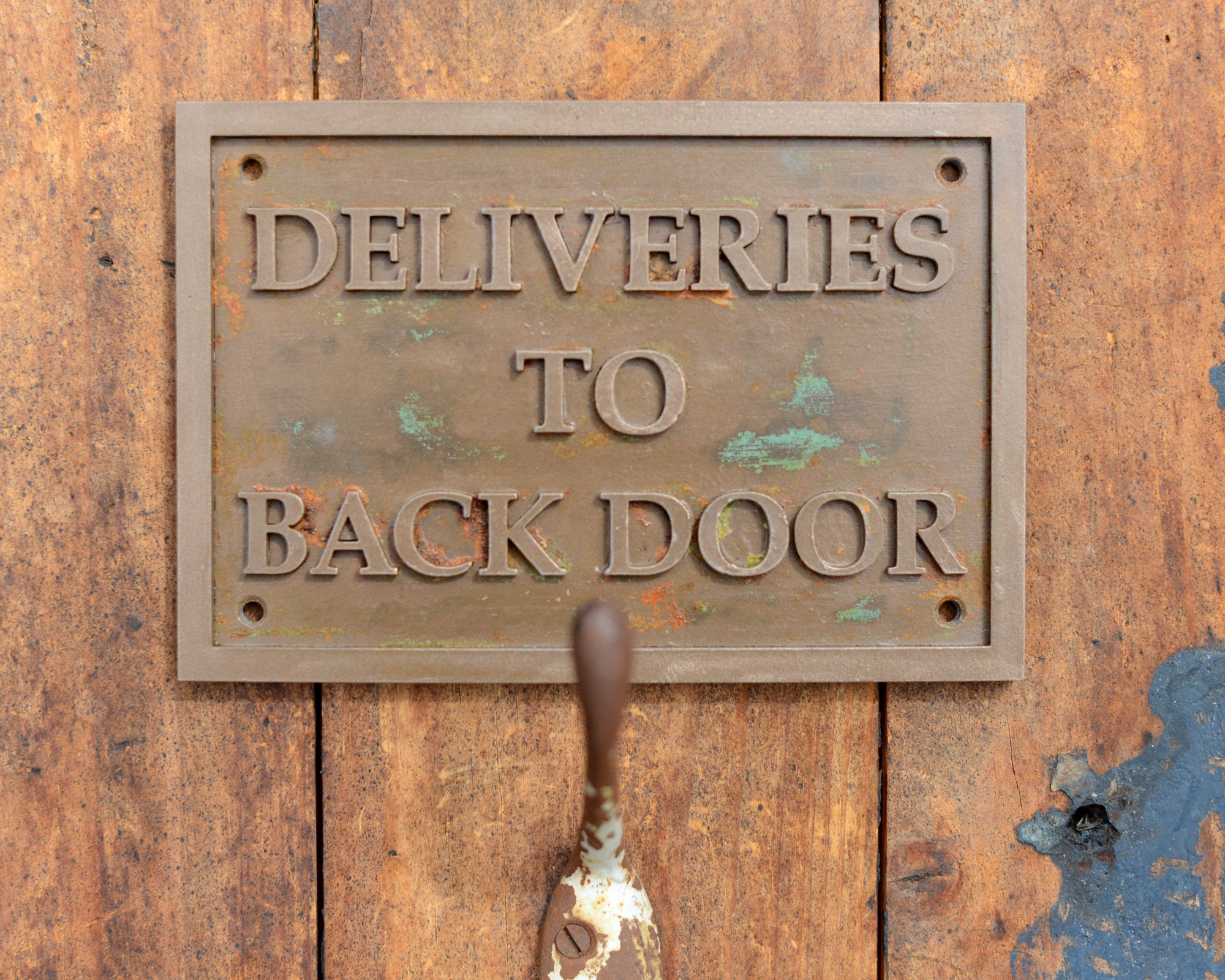 DELIVERIES to BACK DOOR Sign. Wall Plaque. Cast Bronze Resin. - Etsy ...