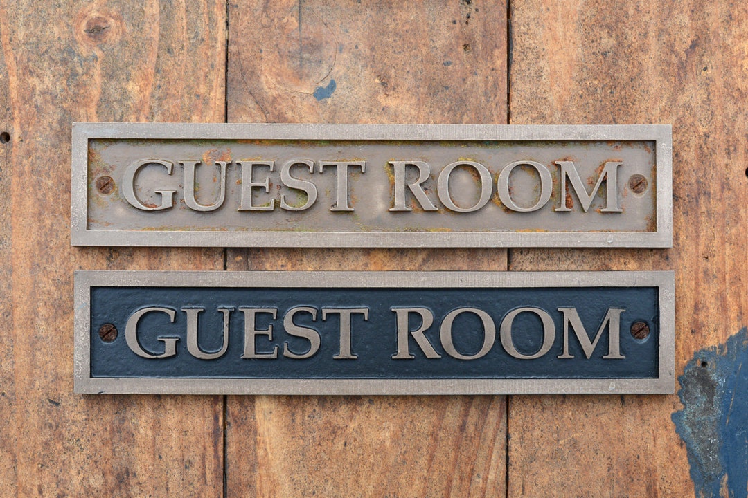 GUEST ROOM Door Sign. Black or Bronze. New, Old Style Rustic Western ...