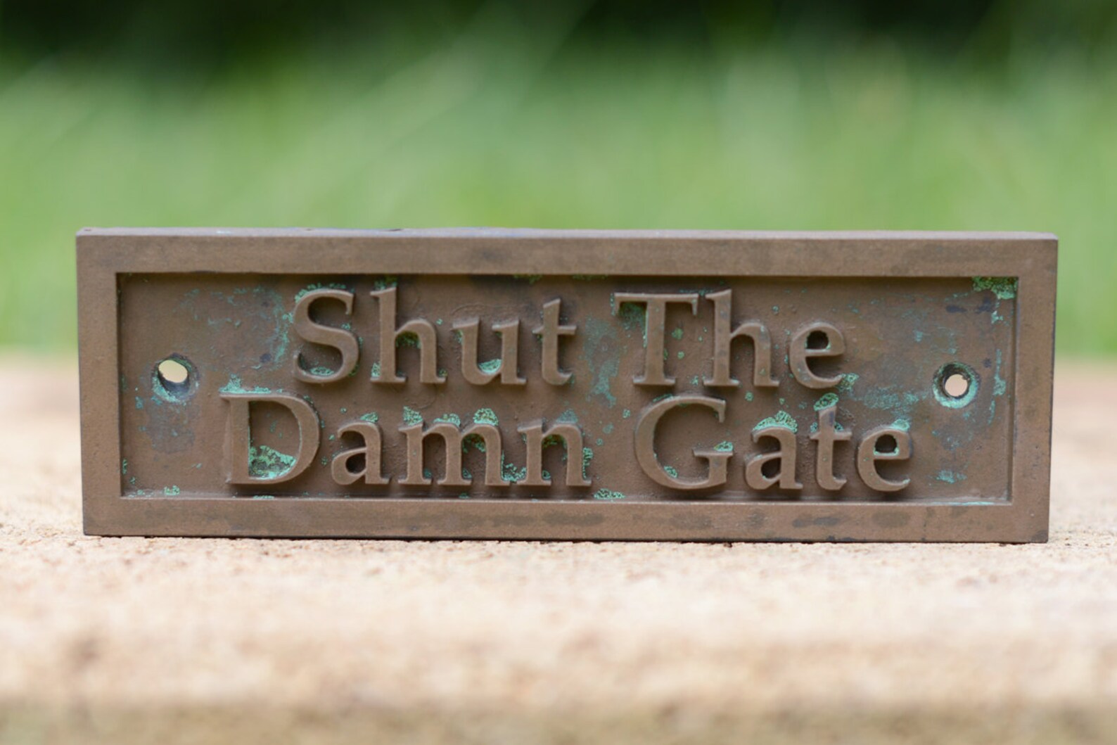 SHUT the DAMN GATE Sign. Small, Old Style, Funny Bronze Resin Gate Sign ...