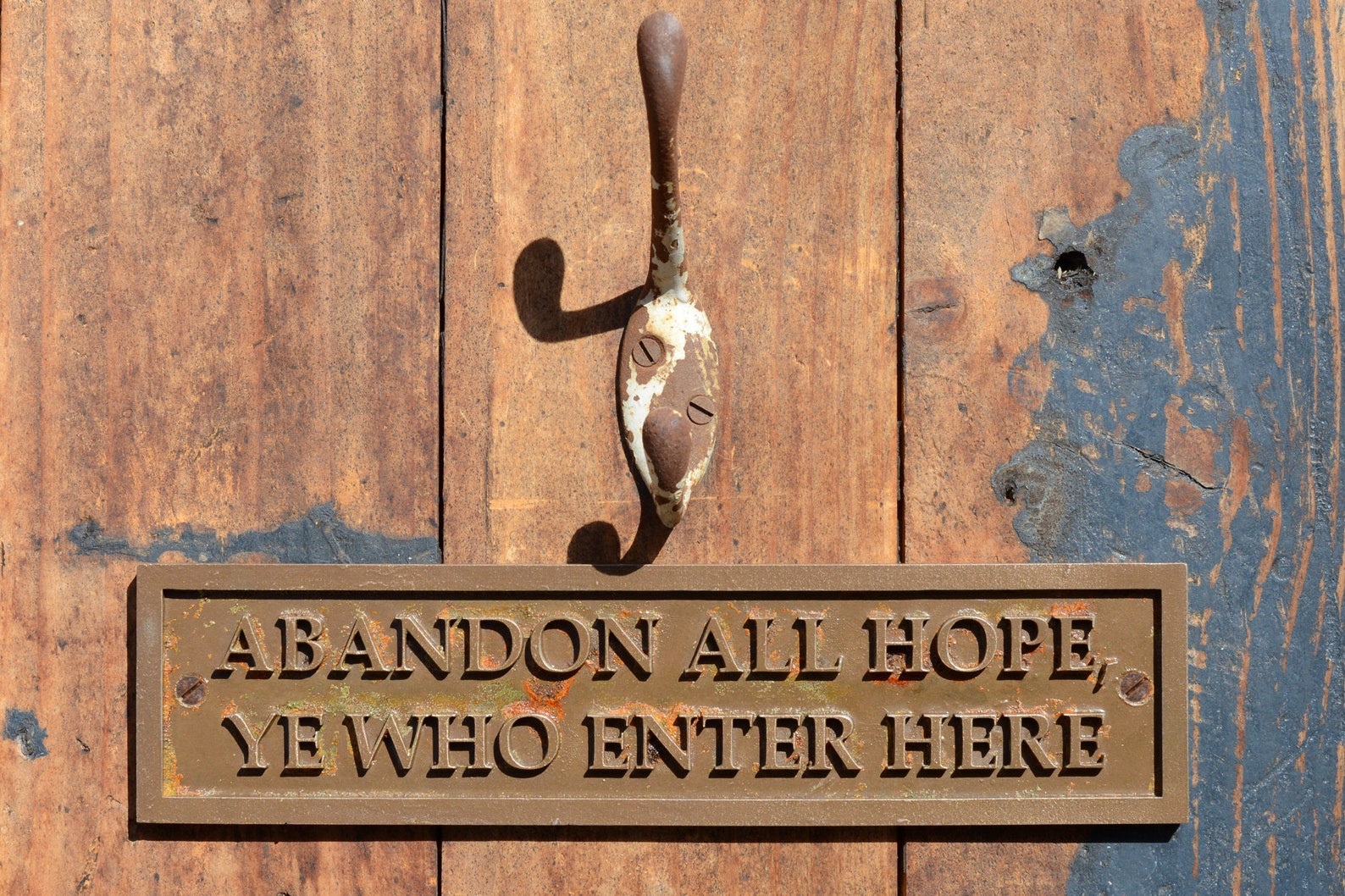 ABANDON ALL HOPE Ye Who Enter Here. Funny Door Sign. Old - Etsy