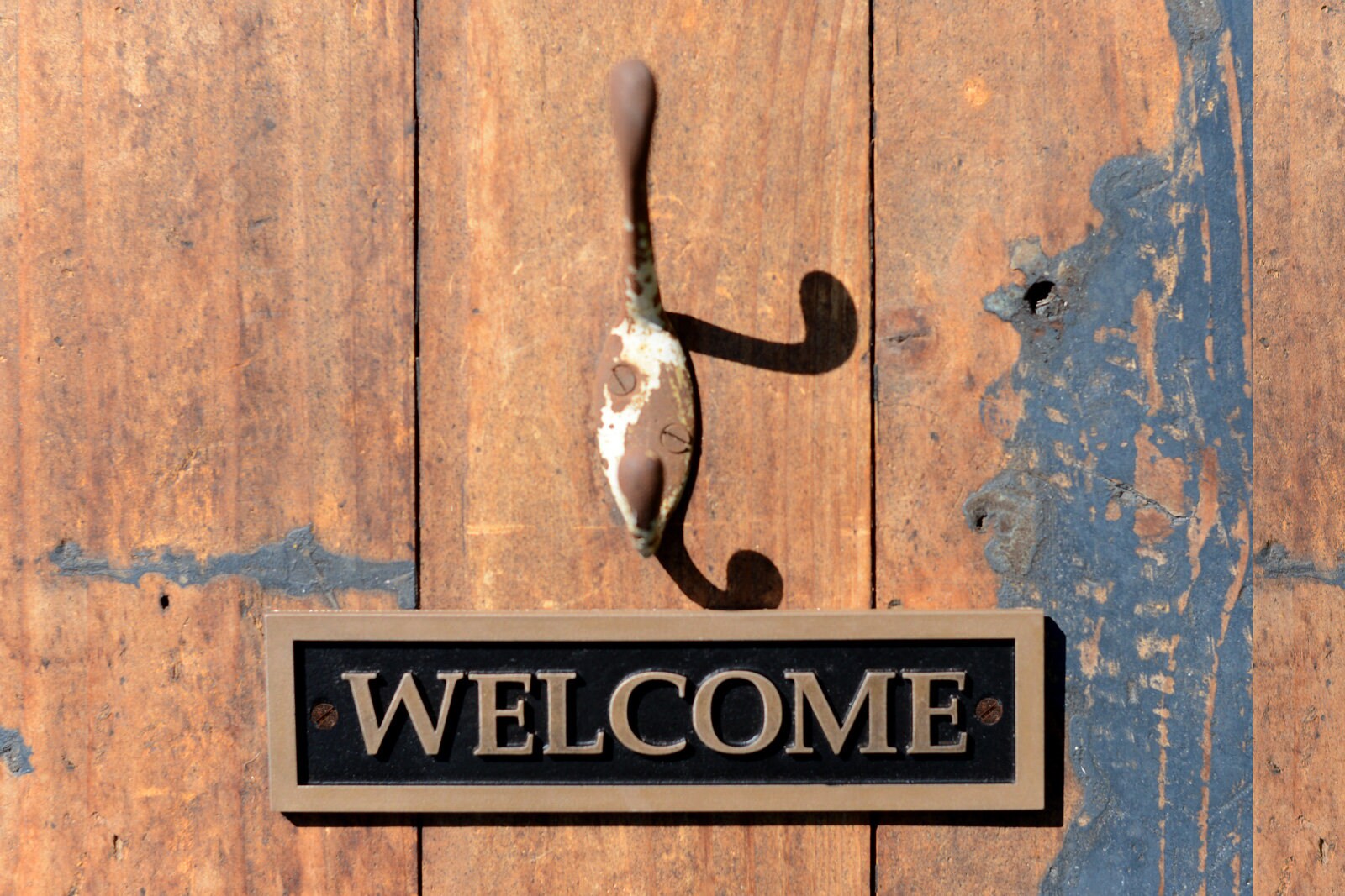 WELCOME Door Sign or Wall Plaque, Old Style Sign, Cast Bronze Resin ...