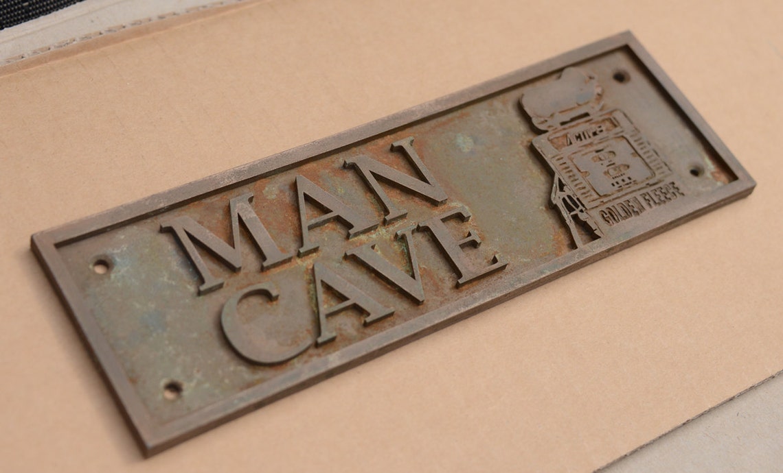 MAN CAVE Door Sign, Wall Plaque. Old Style, Bronze Resin, Outdoor ...