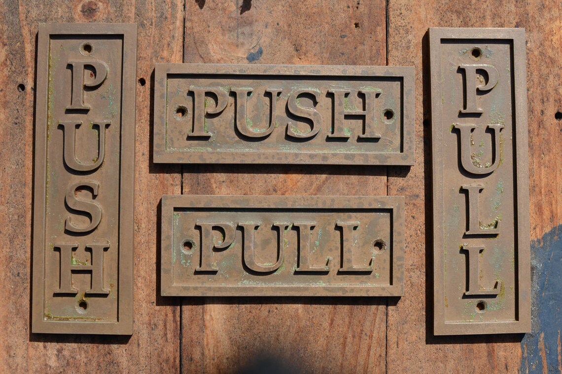 PUSH Door Sign & PULL Door Sign. Vertical or Horizontal. Small, New ...