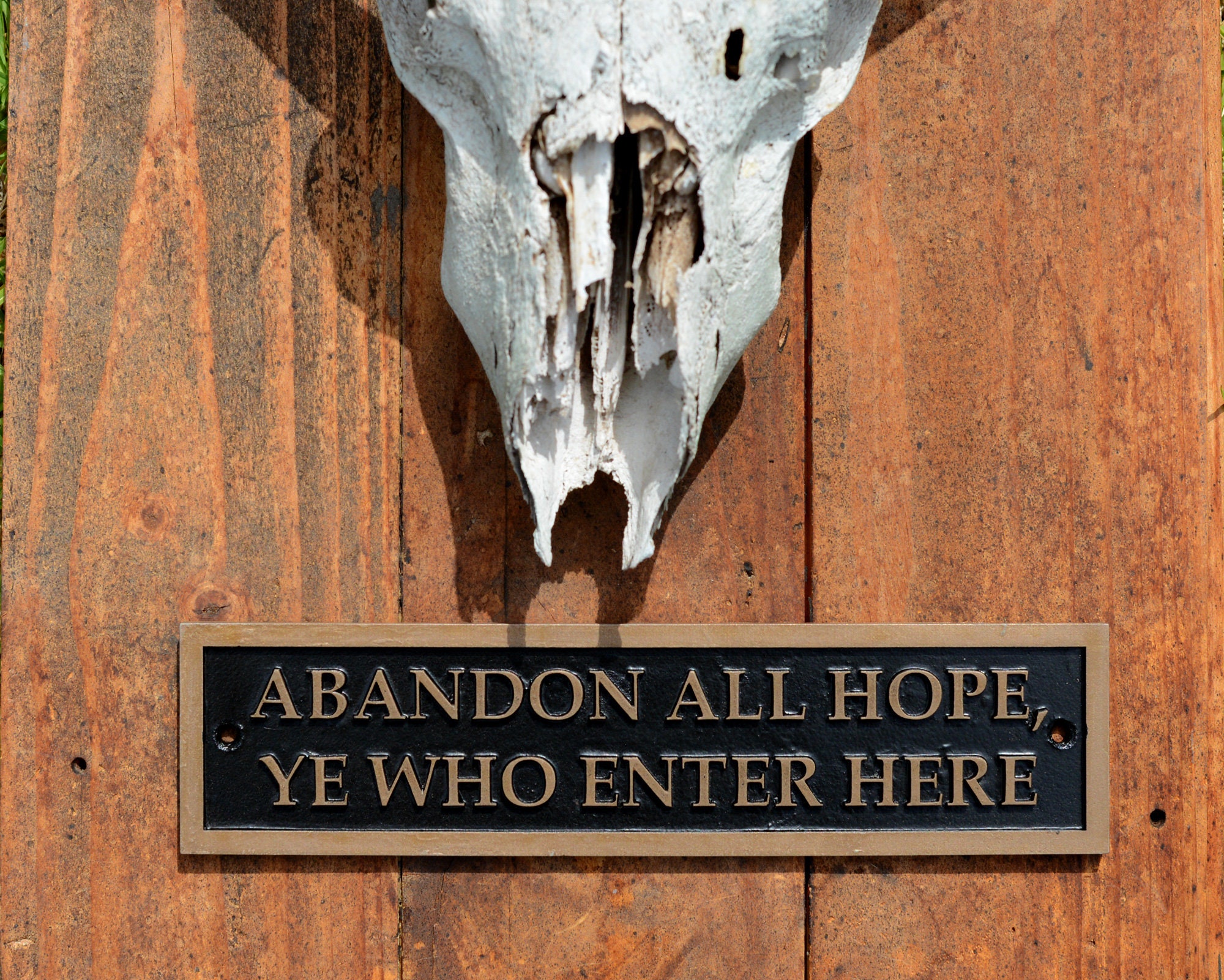 ABANDON ALL HOPE Ye Who Enter Here. Funny Door Sign. Old | Etsy