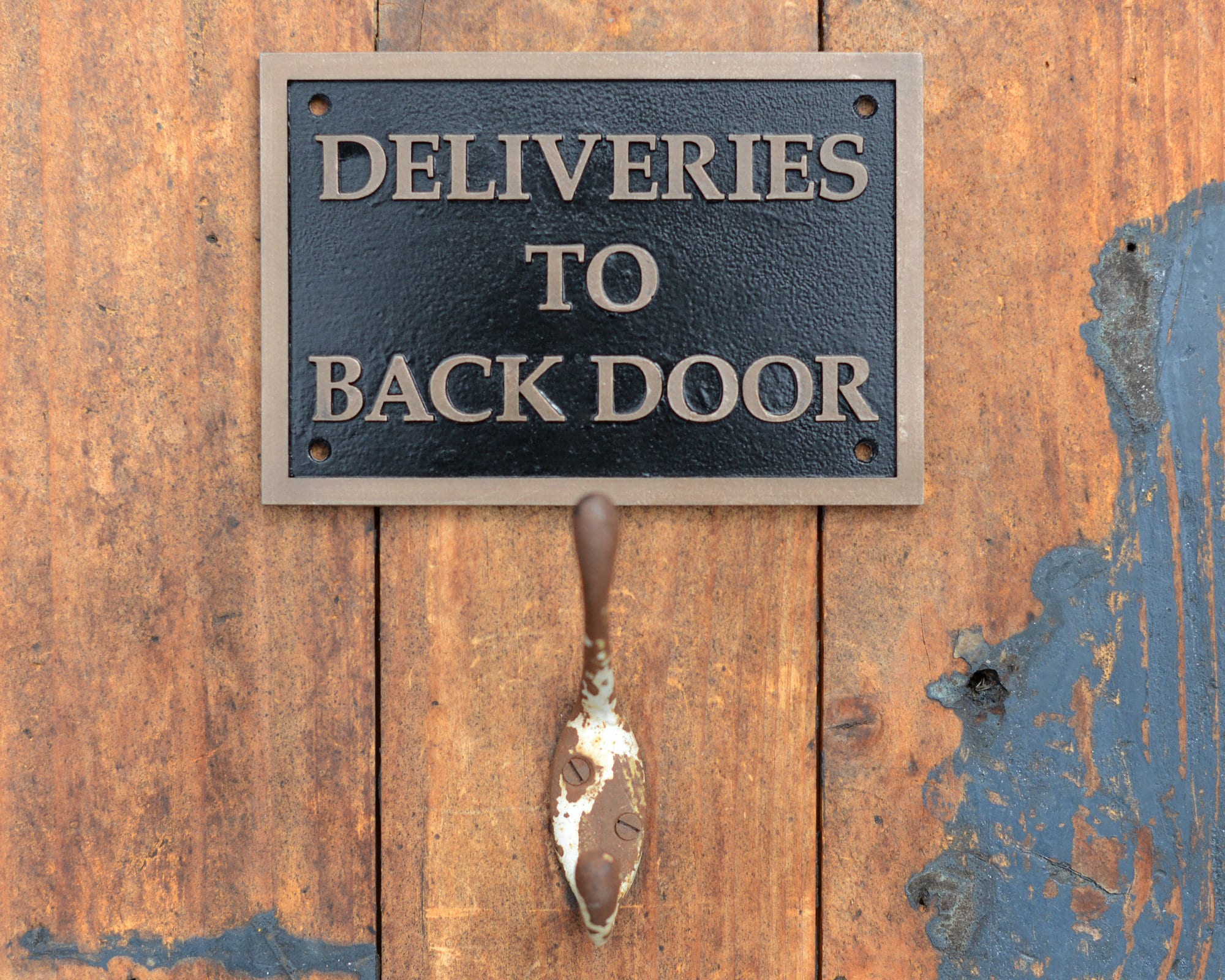 DELIVERIES to BACK DOOR Sign. Wall Plaque. Cast Bronze Resin. Gate ...
